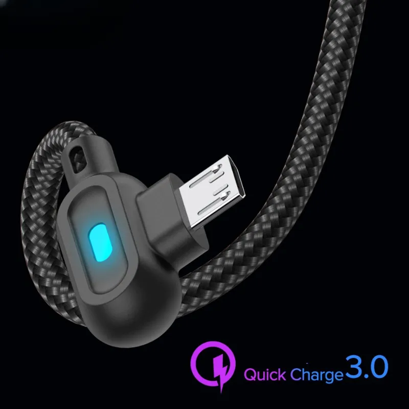 90 Degree Micro USB Type C Cable Fast Charging Type C For Iphone Samsung Xiaomi Huawei LG ...