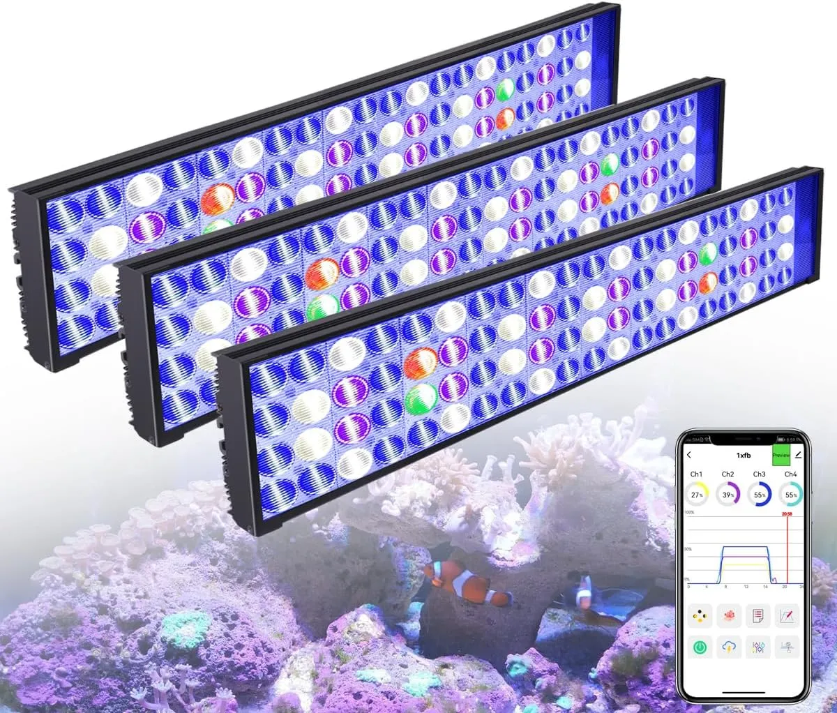 72 Inch Full Spectrum LED Aquarium Light: Premium Reef Lighting with ...