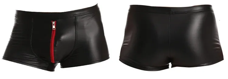 Men's Faux Leather Boxer Leather Shorts Men And Underpants With Zipper ...