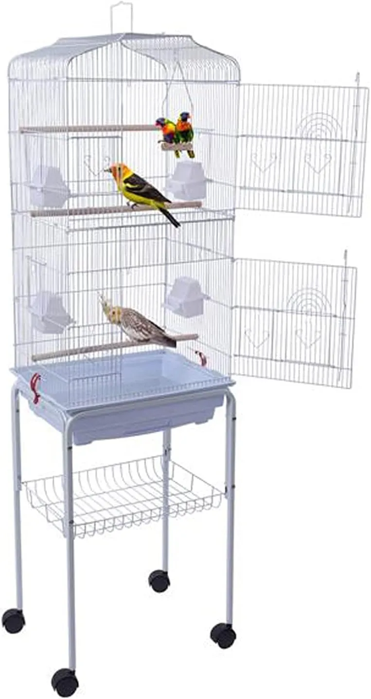 DHgate.com:59" Metal Bird Cage with Rolling Stand, Multiple Perches ...