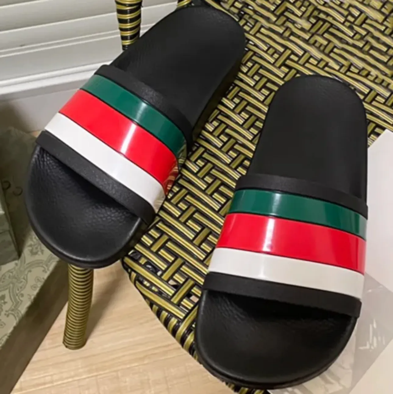 Designer Sliders Men's Striped Slippers Korean... From Newshoesstors ...