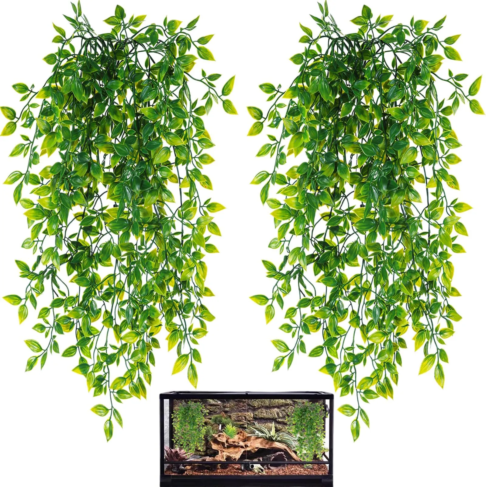 DHgate.com:2 Pack Artificial Hanging Vines - Terrarium Plants for ...