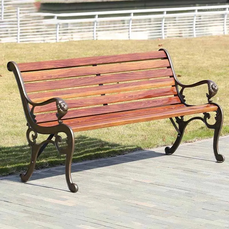 Carbonized Wood Park Chairs With Solid Strips Outdoor Leisure Seats And ...