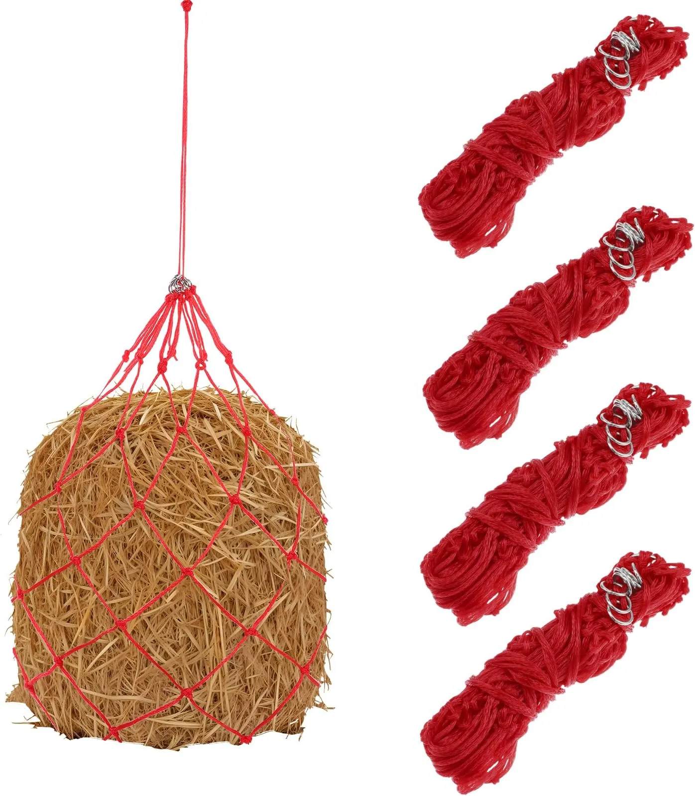 Slow Feed Hay Nets 4-Pack - 40 Inch Horse Hay Net with 4 Inch Holes ...