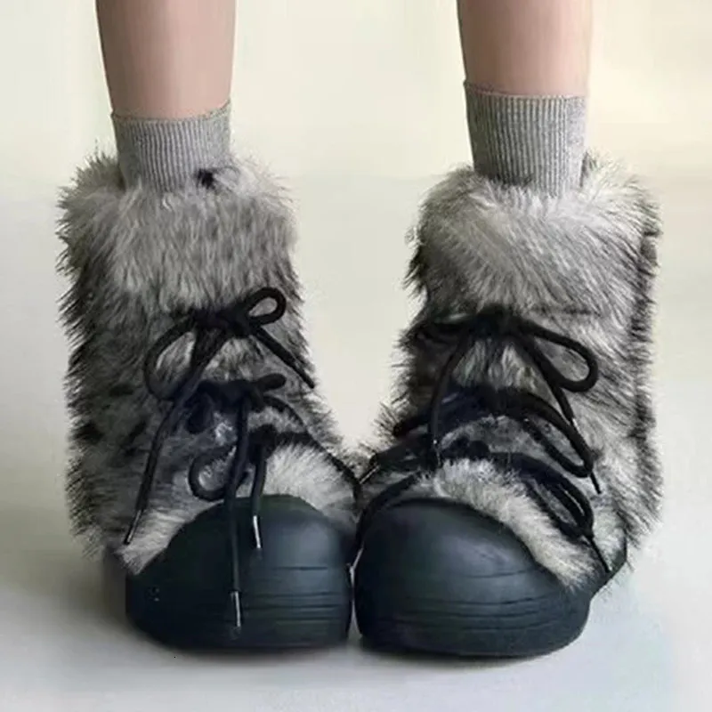 Fur Platform Ankle Boots: Women's Warm Fashion Flats for Winter 2025 ...