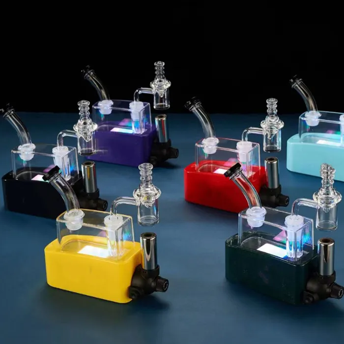 Colorful 160mm Square Glass Bong kit smoker with Boat Shaped Design ...