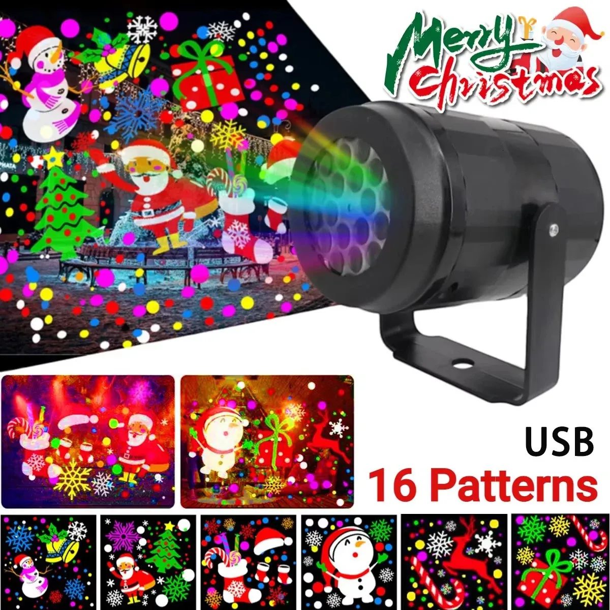 Rotating Christmas Lights Projector: 16 Patterns, 360° Rotation ...
