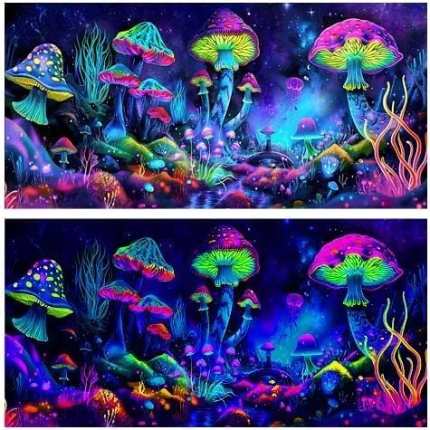 Blacklight Mushroom Aquarium Background: 30x18 Inch, Starry Sky, UV ...