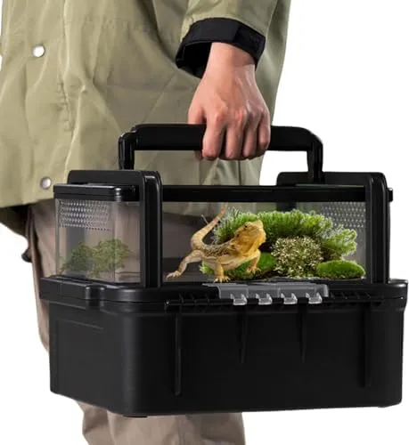 GREGCE Plastic Reptile Feeding Box With Handle Transparent Amphibians ...