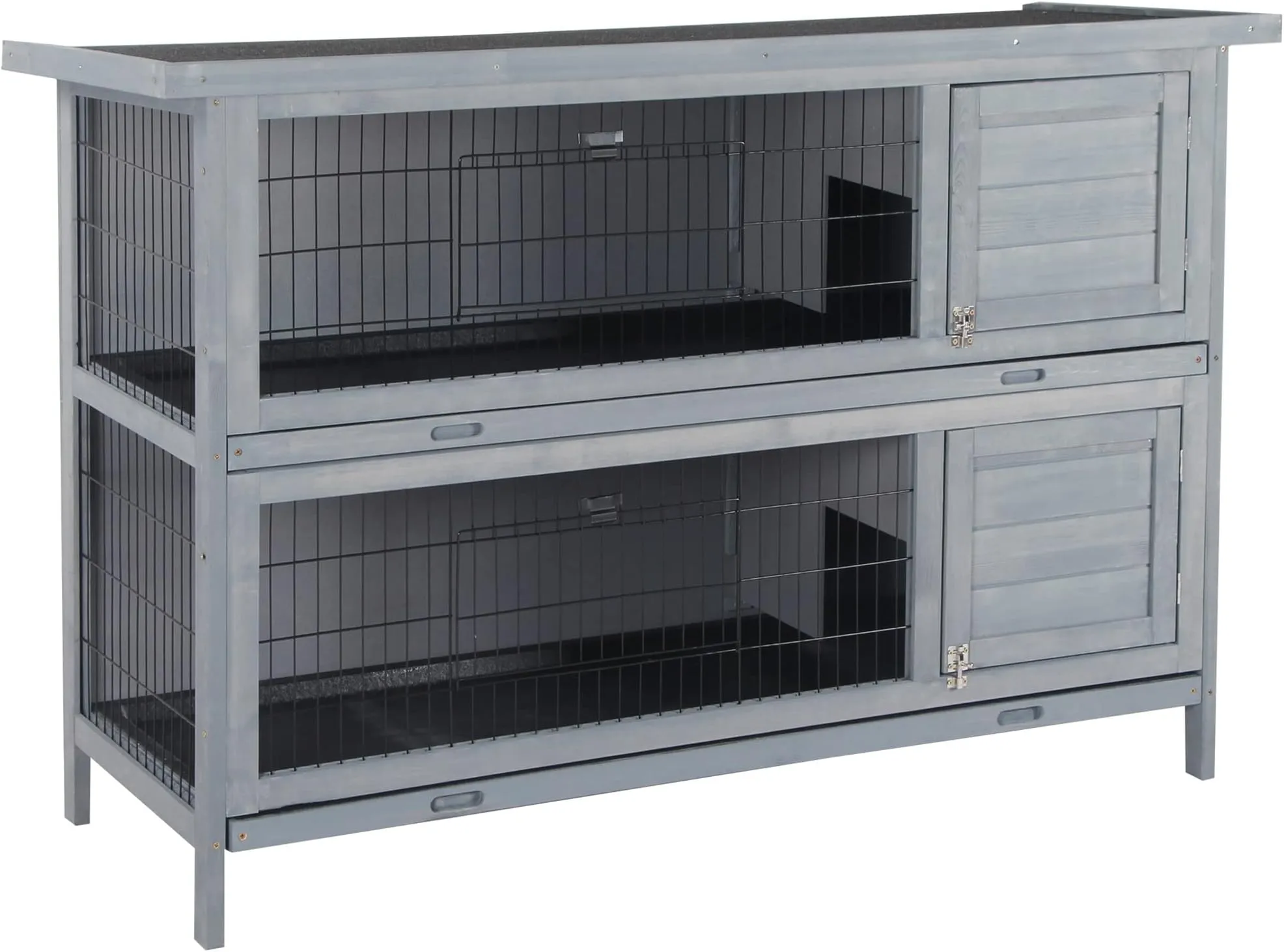 Wooden Pet Lodge Rabbit Cage With Removable Tray And Waterproof Roof ...