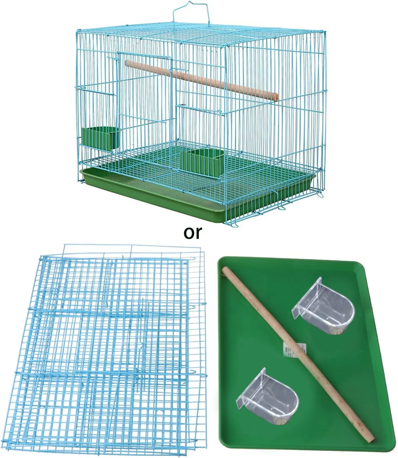 DHgate.com:Small Bird Wire Cage with Feeders - Rectangular, Metal, for ...
