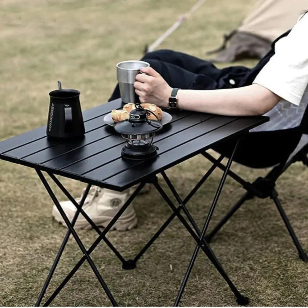 Outdoor camping folding table ultra light folding chicken roll camping fishing table camping barbecue grill simple small table 241128