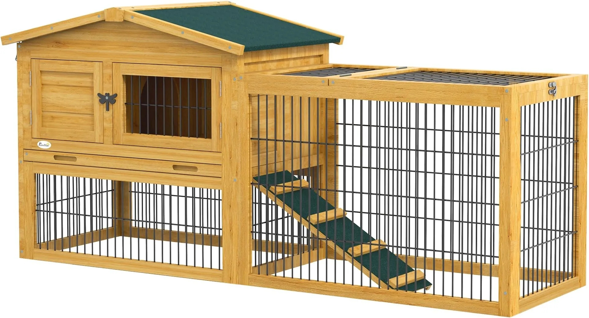 Portable Rabbit Cage, Two Story Rabbit Hutch Indoor: 59 Wooden Bunny ...