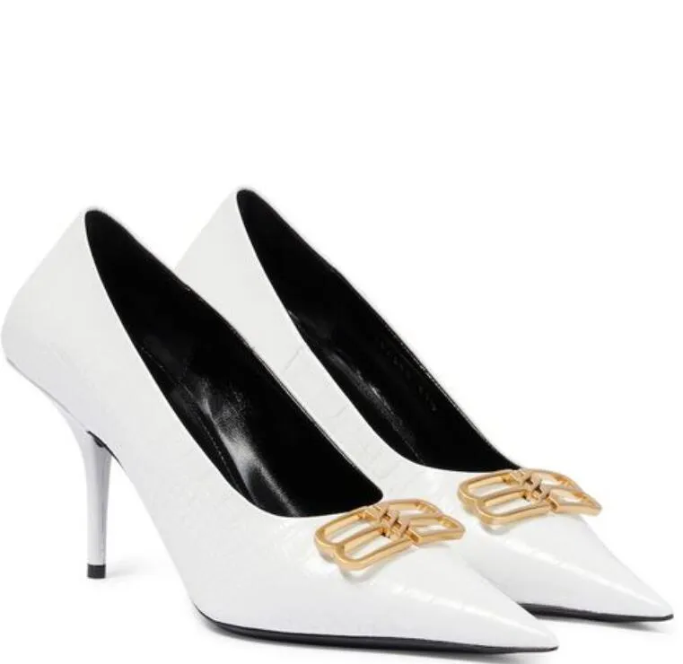 Bulk White Pointed Toe Pumps: Designer Leather High Heels... At Only ...