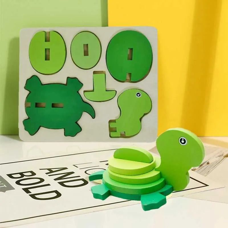 DIY Handmade 3D Turtle Puzzle Dinosaur Blocks For Early Childhood ...