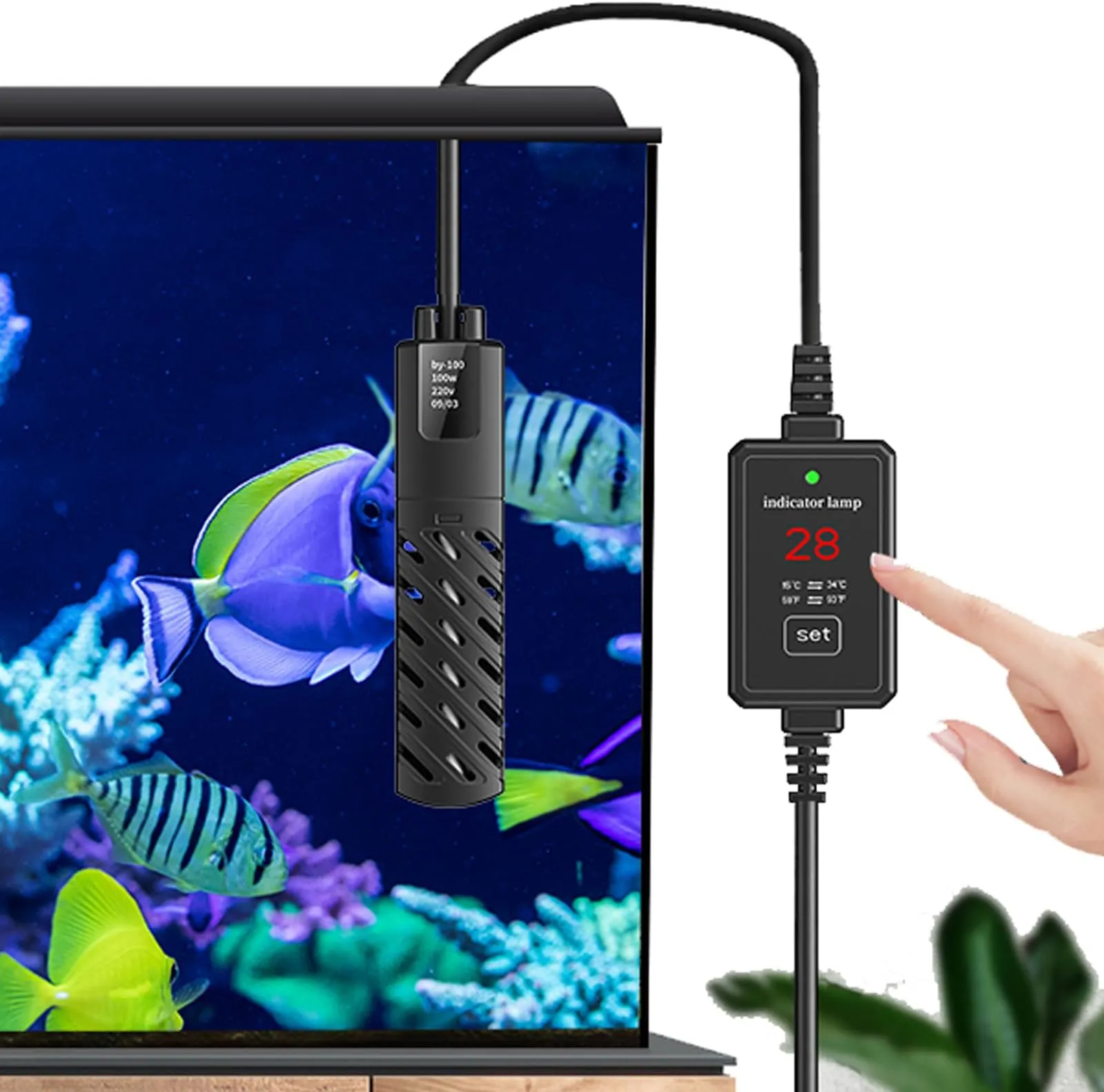 DHgate.com:100W Aquarium Heater with Thermometer Sticker for Freshwater ...