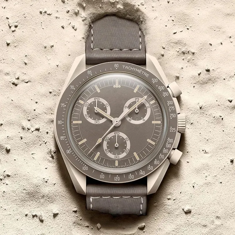 Moon Mission To Mercury Bioceramic Leather Chronograph Watch For Men ...