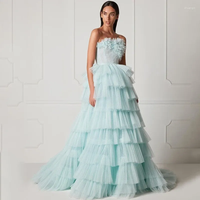 Party Dresses UZN Elegant A-Line Prom Dress Strapless Tulle Polka Dot ...