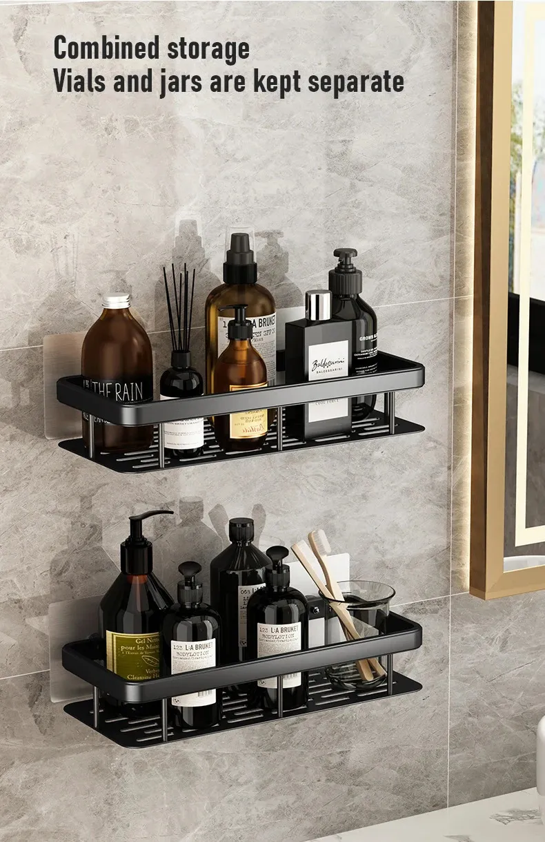 Bathroom Shelves: Aluminum Alloy Shampoo Kitchen Storage Organizer ...