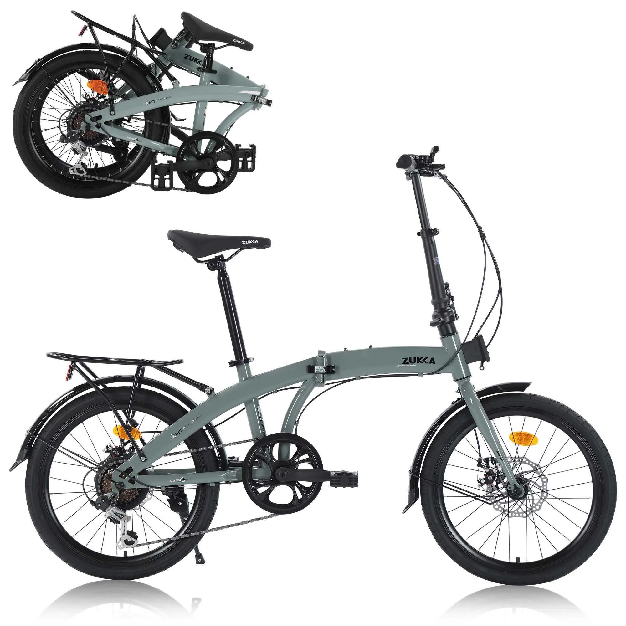 Bikes ZUKKA Folding Bike 20 Inch Foldable City Bicycle With 7 Speeds ...