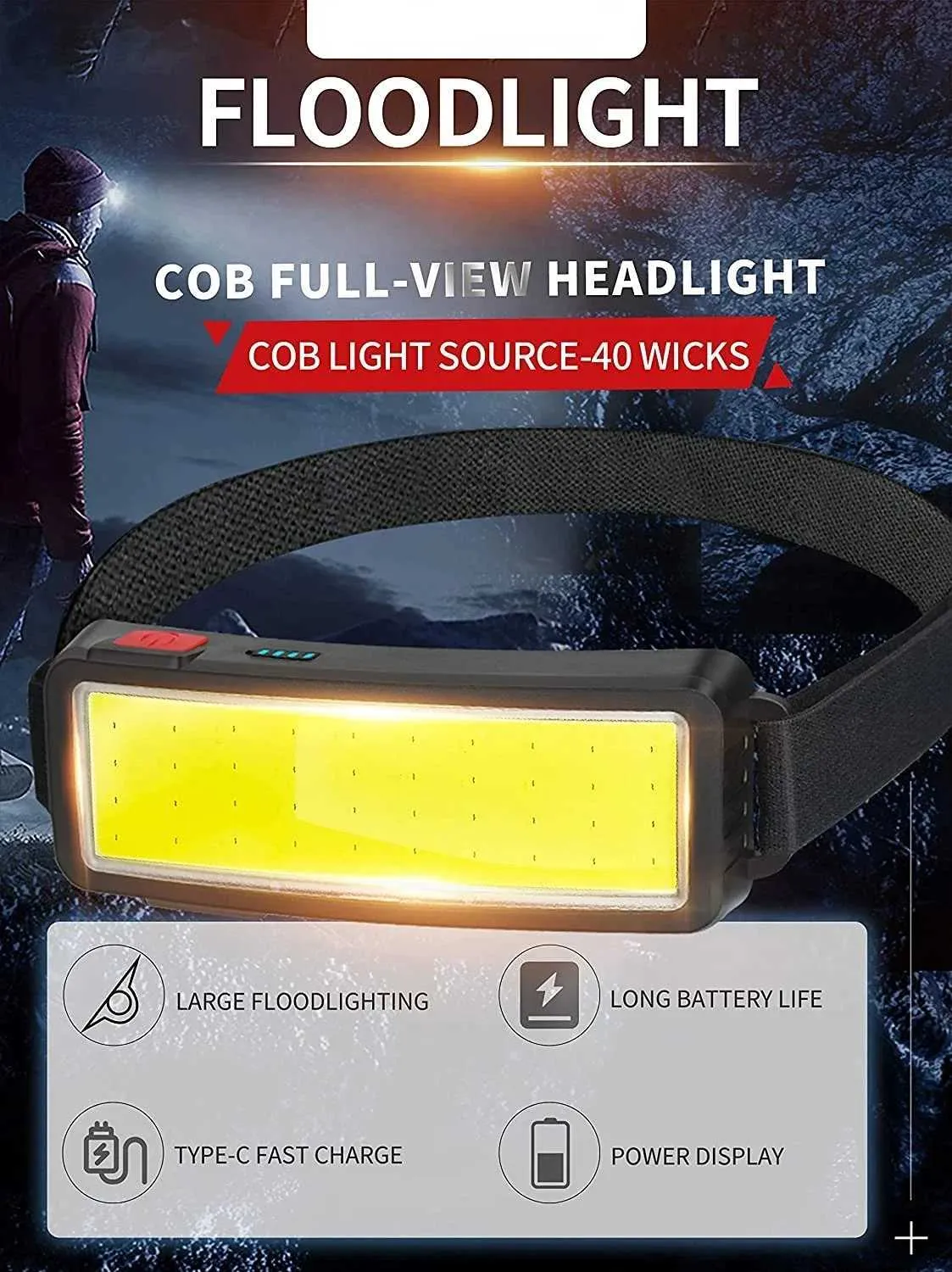 Powerful Rechargeable LED Headlamp - Best Seller! Lightweight COB Head ...