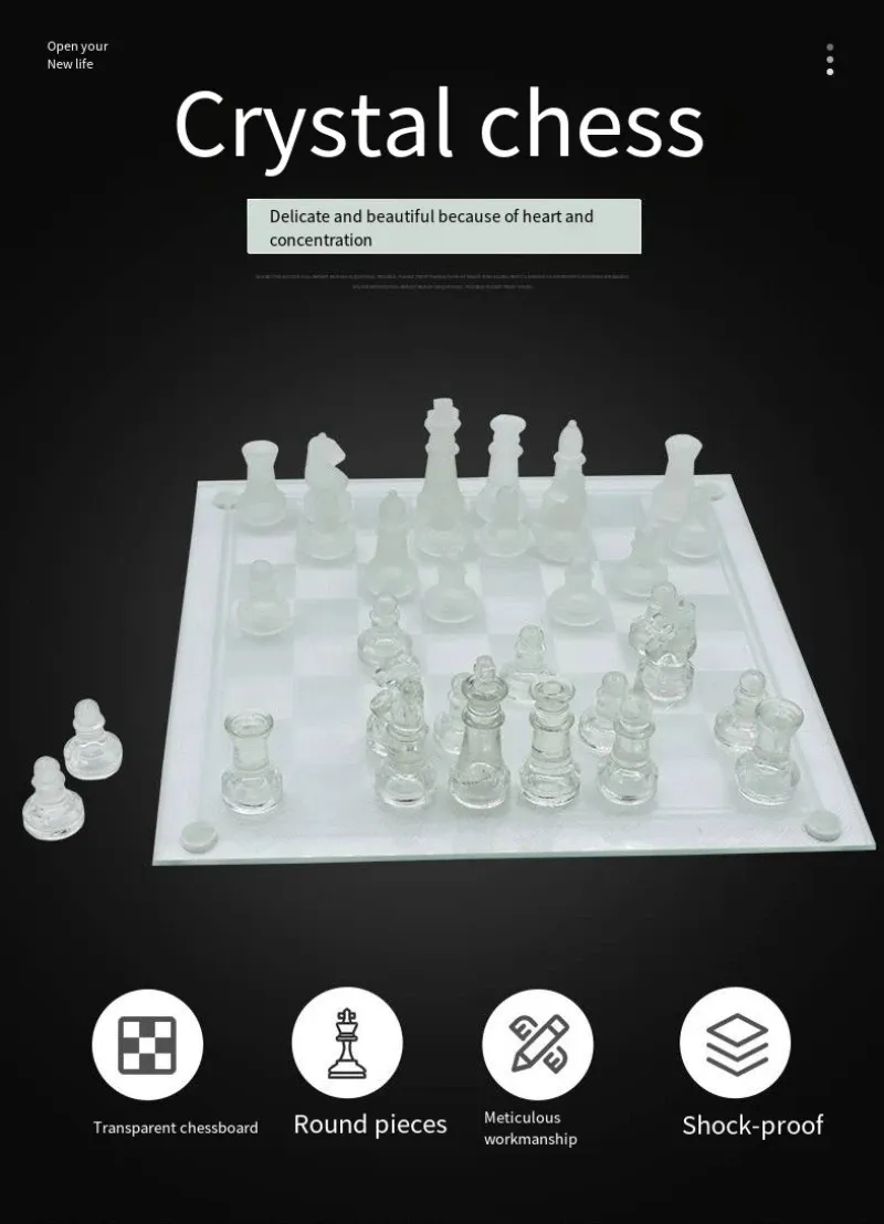 Glass Chess Game Set Solid Glass Board With Clear... From Ren06, $93.03 ...