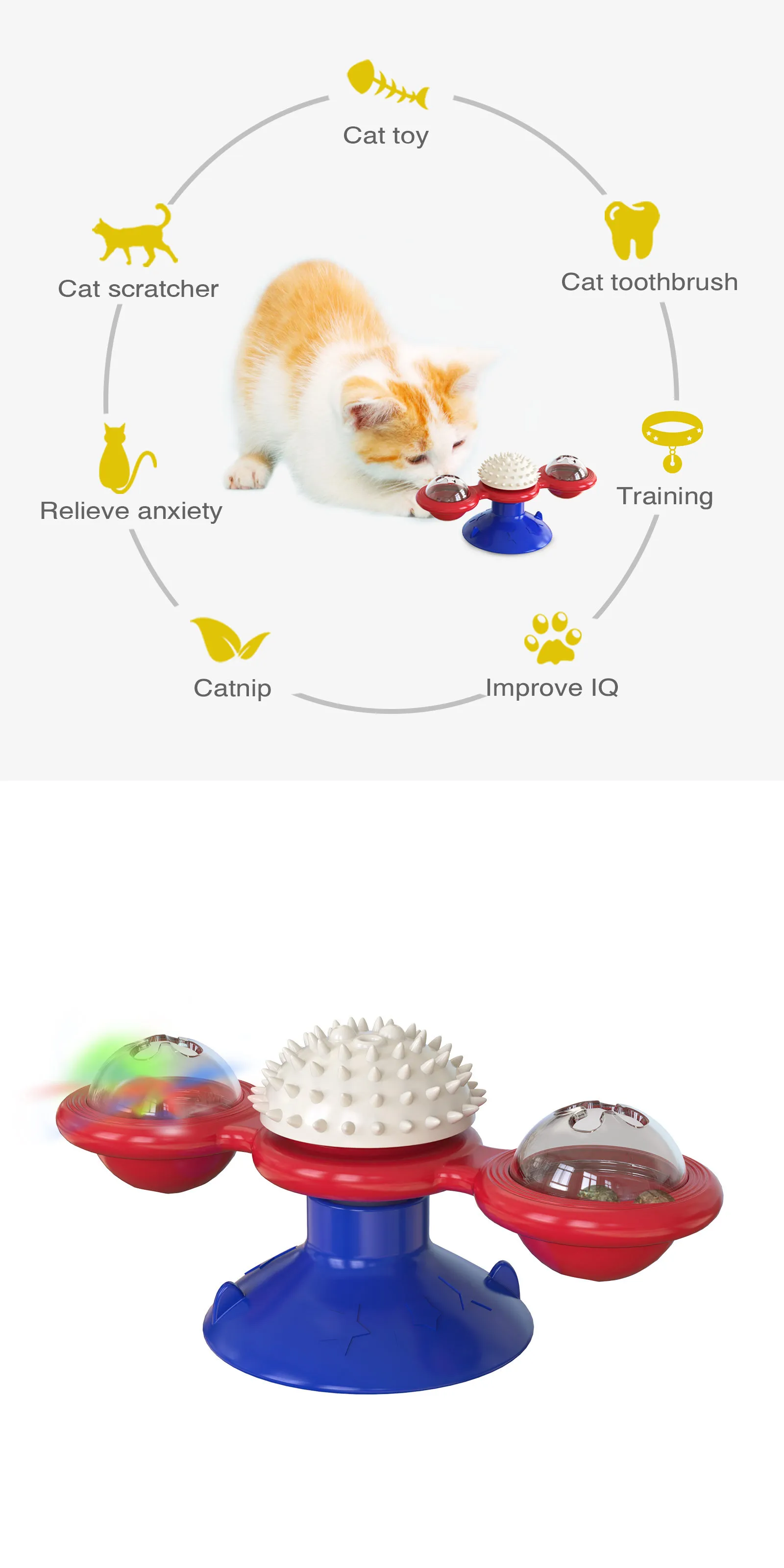 Windmill Spinner Rolling Cat Toy: Interactive Teasing Toy With ...