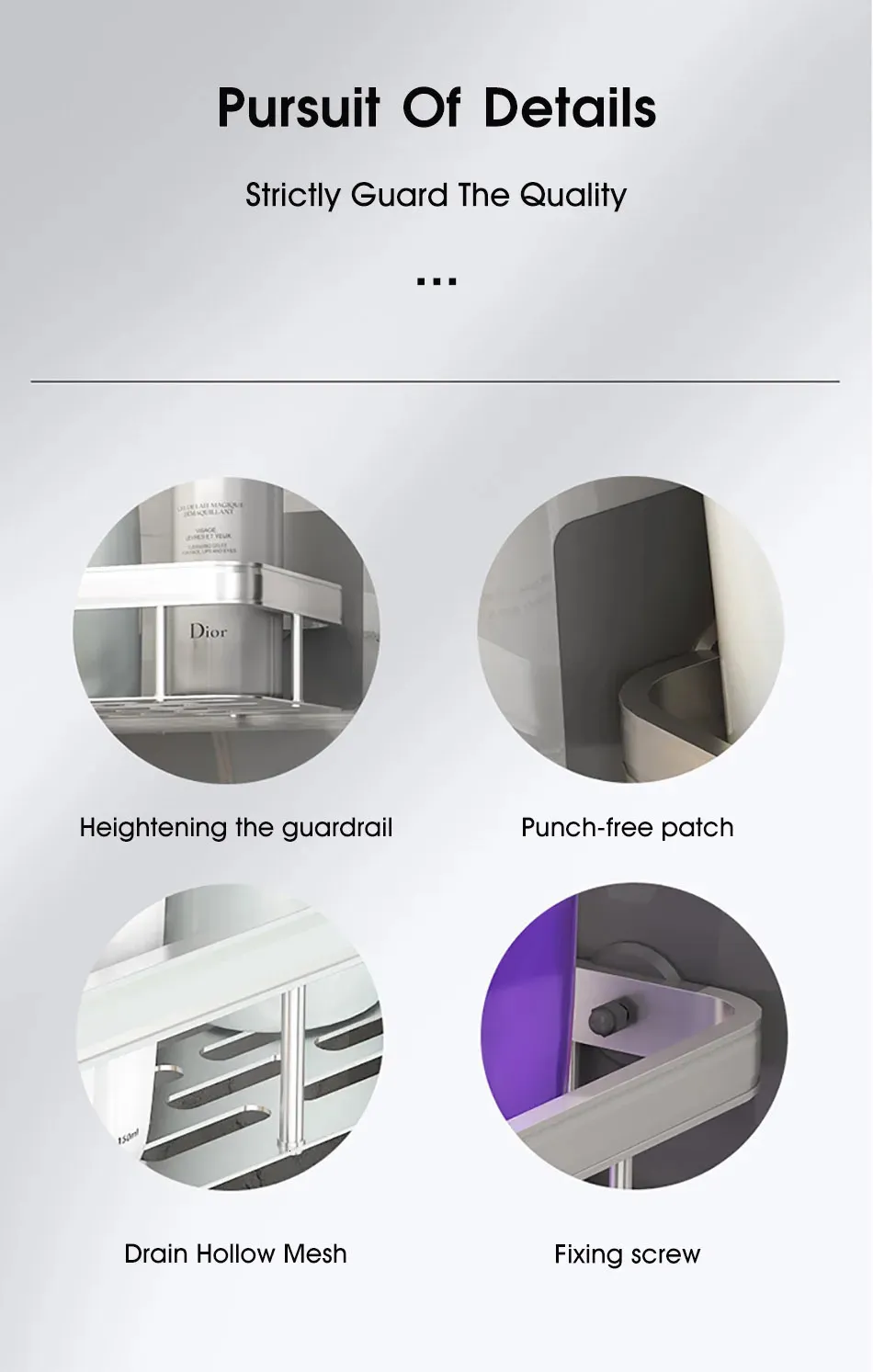 Bathroom Shelves: Aluminum Alloy Shampoo Kitchen Storage Organizer ...