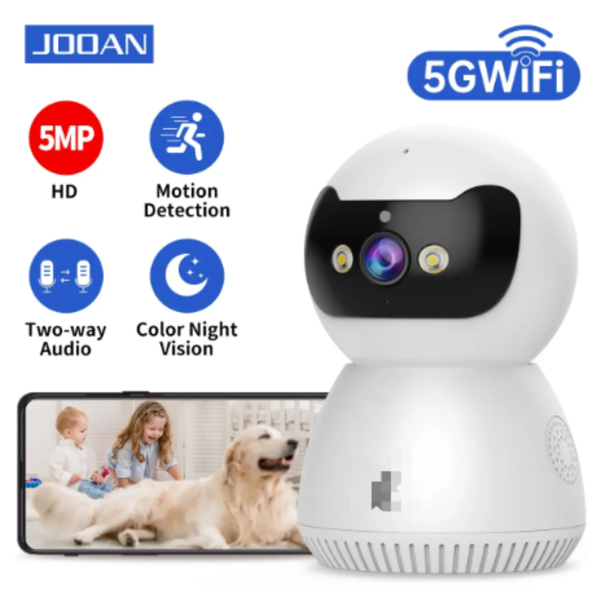 5MP PTZ IP Camera, 5G Wifi Baby Monitor, Smart Home Surveillance Camera ...