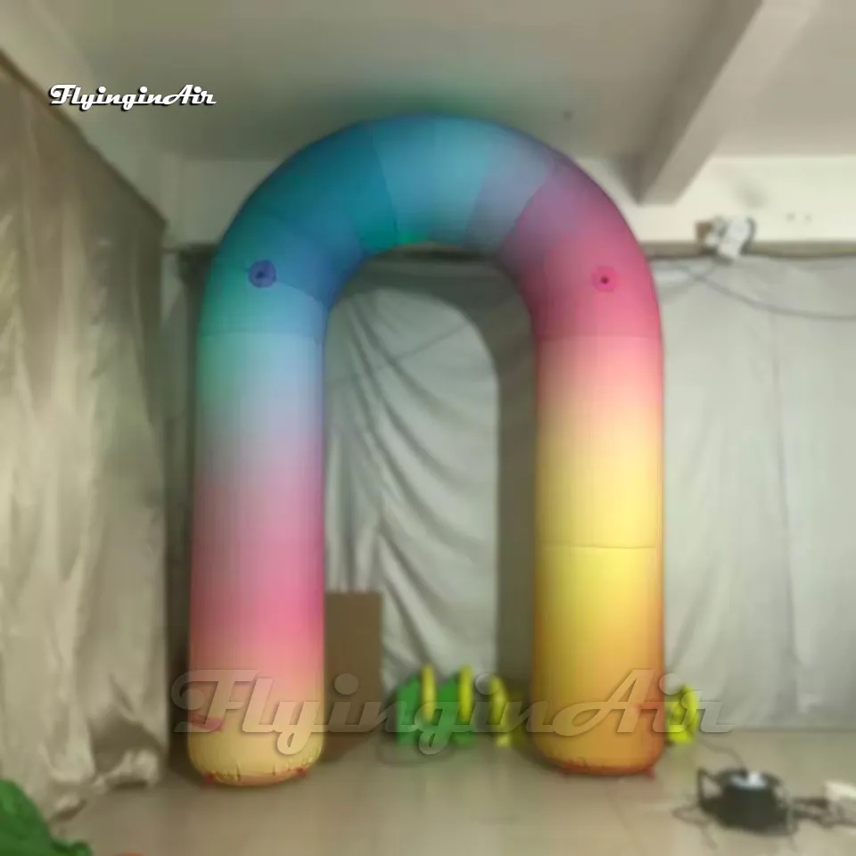 4m Outdoor Illuminated Colorful Inflatable Rainbow Arch Lighting Air ...
