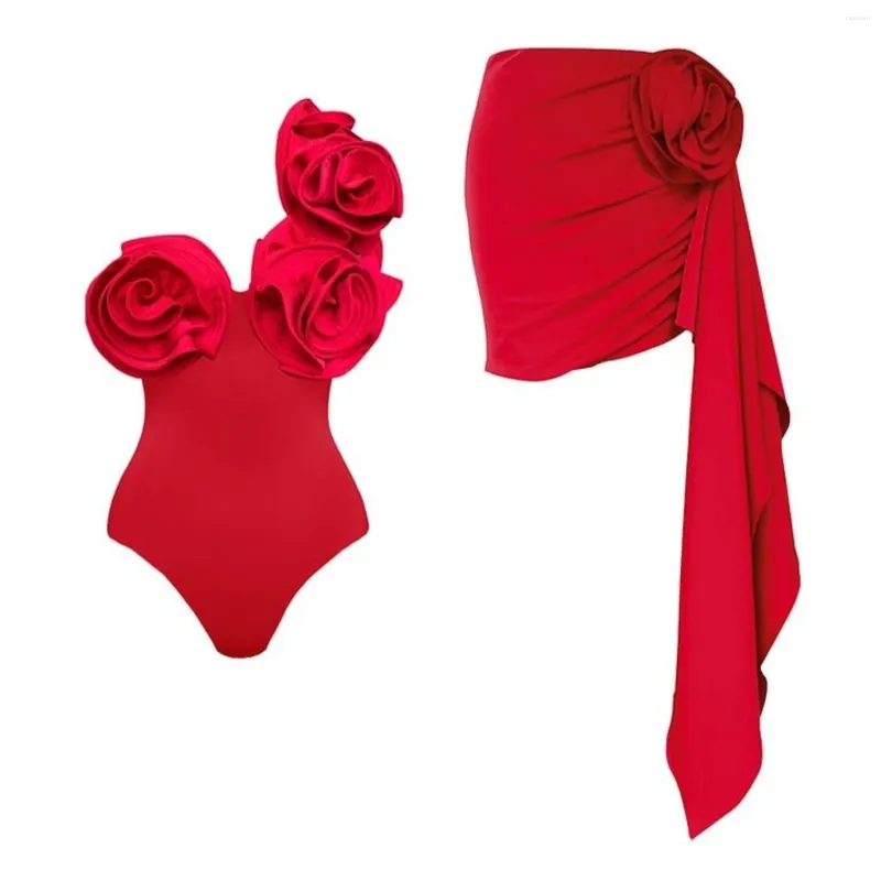 Bikini De Cintura Floral Roja Para Mujeres Ropa De Playa 2024 De $20.09 ...