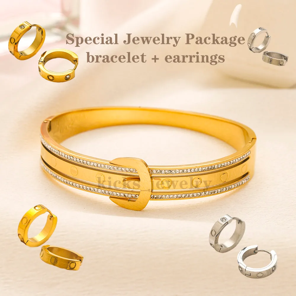 DHgate.com:Luxury 18K Stainless Steel Bracelet & Earrings Jewelry Set ...