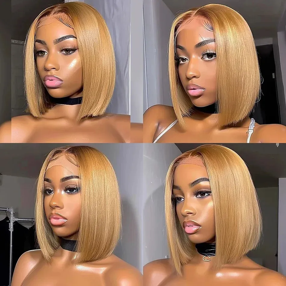 Premium Ombre Blonde Lace Front Wig - Brazilian Human Hair Bob, Pre ...