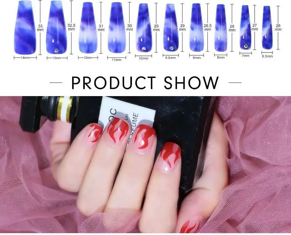 Charming Nude Pink Flame Press On Nails - Trendy Nail Art, Full Cover ...