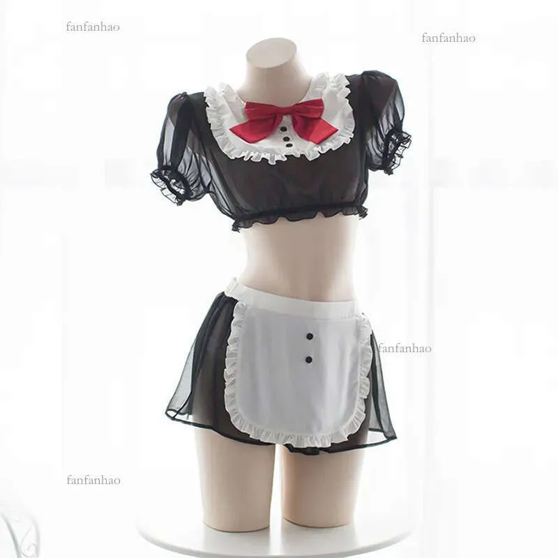 Anime Maid Lingerie Costume Mesh Babydoll Lolita Japanese Schoolgirl ...