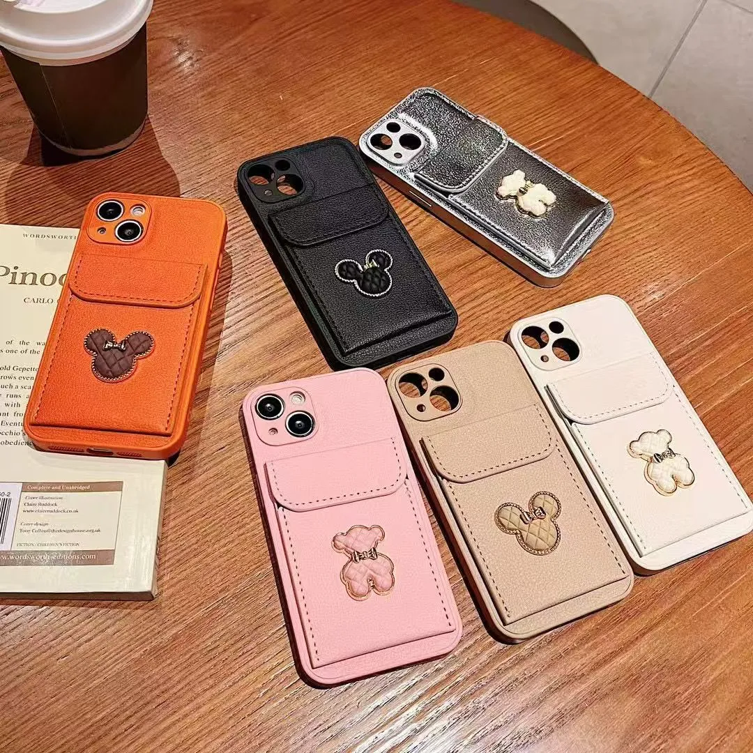Leather PU silicone phone case with card holder for iPhone 11 to 17 Pro ...