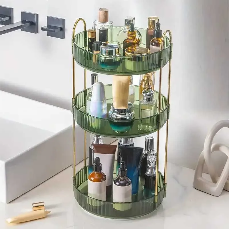 360° Makeup Organizer DIY Rotating Shelf Cosmetic Storage Box ...