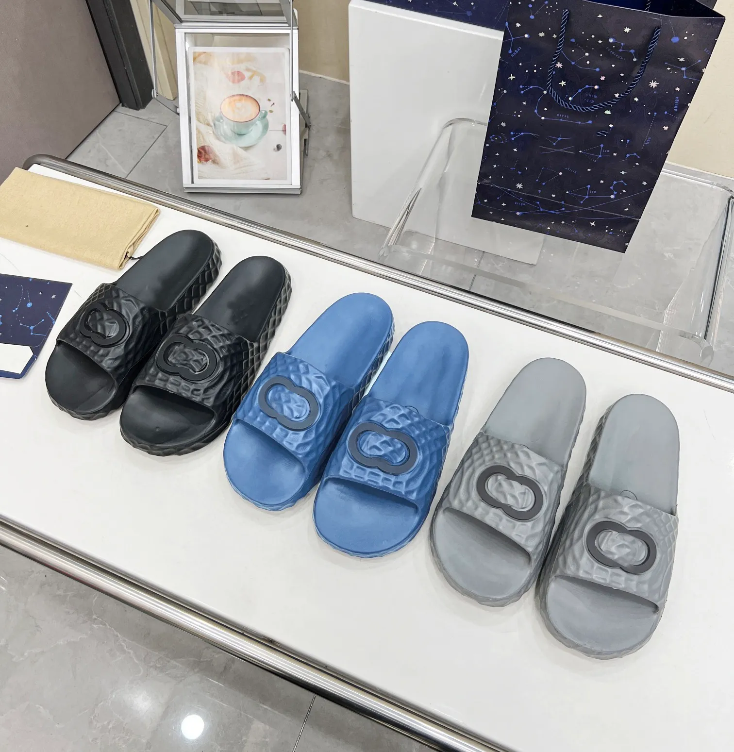 Waterproof Interlocking G Sandals With Foam Glitter Slippers For Men ...