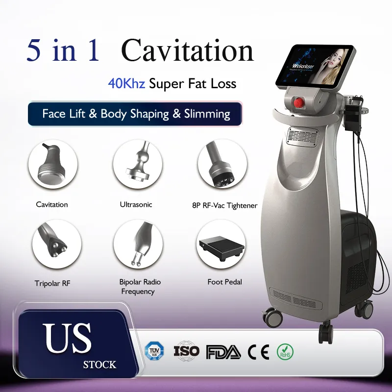 Ultrasonic Cavitation Slimming Machine 5-in-1 Vacuum Radio Frequency RF ...