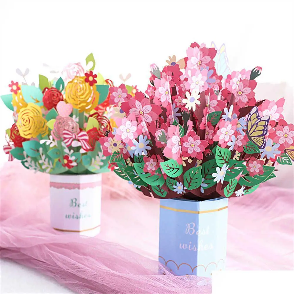 Premium 3D Mother's Day Card with Paper Flowers - Unique Pop-Up ...