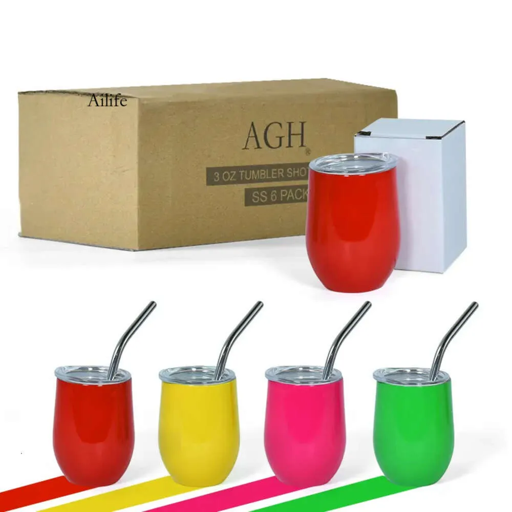 Neon Colors Stainless Steel Wine Tumblers Double Walled Reusable Mini ...