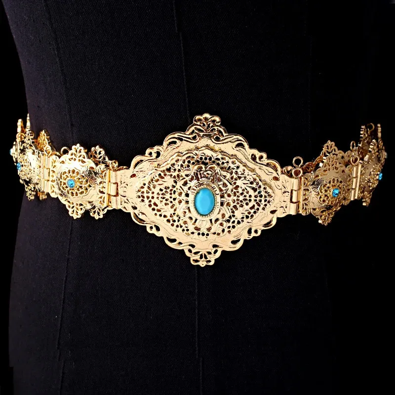 Moroccan Caftan Waist Belt, Gold Plated with Rhinestone, Middle East ...
