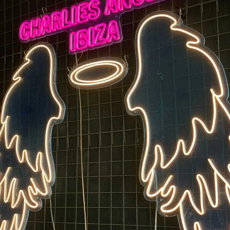 ED Neon Sign Angel Wings Neon Sign With Text Neon Sign Name Neon ...