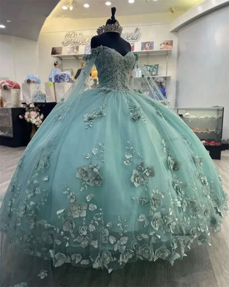Princess Sage Green Off Shoulder Quinceanera Dress... From Myohmydress ...