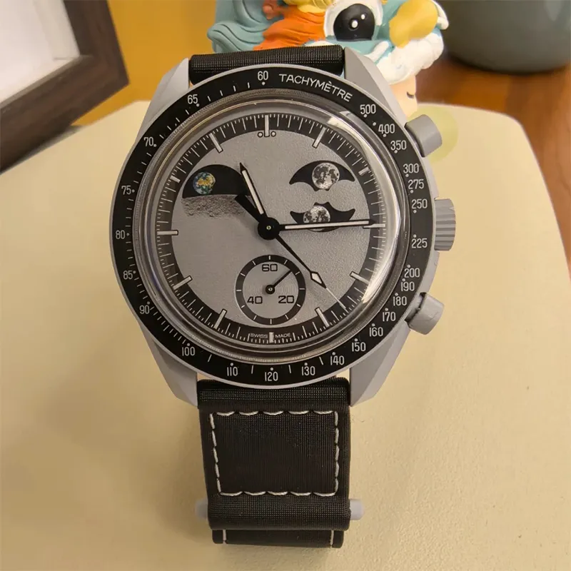 New 25 Men's Bioceramic Planet Moon Chronograph Quartz Vintage Watches ...