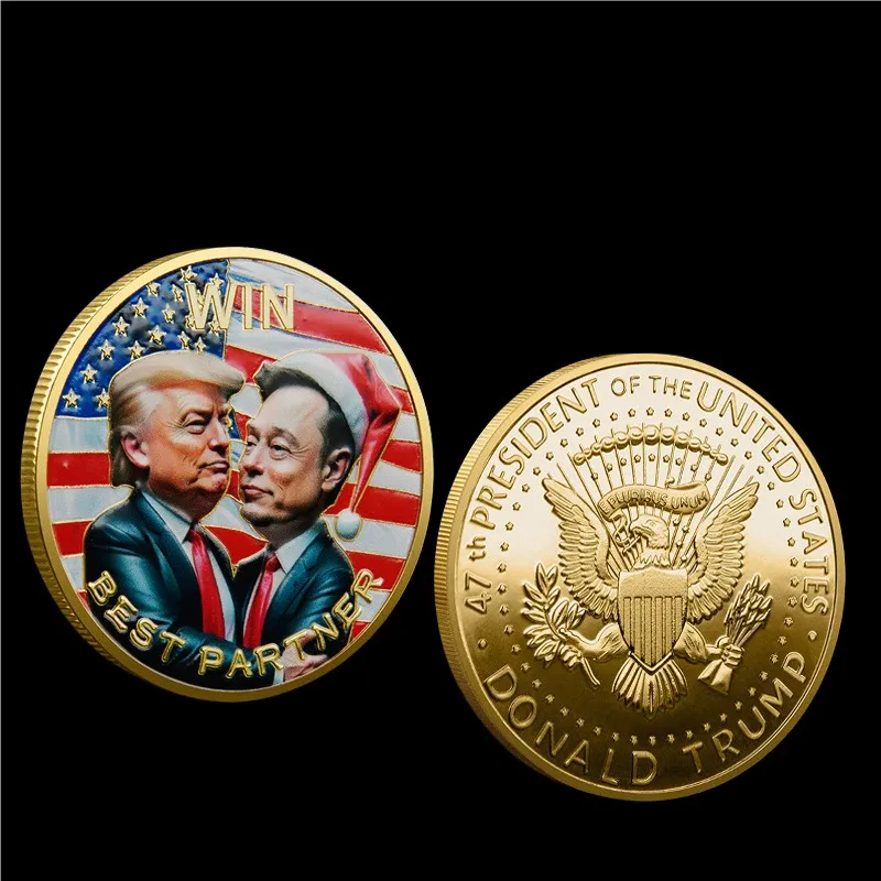 2025 Trump And Elon Musk Gold Elizabeth Ii Coin 47th President Craft ...
