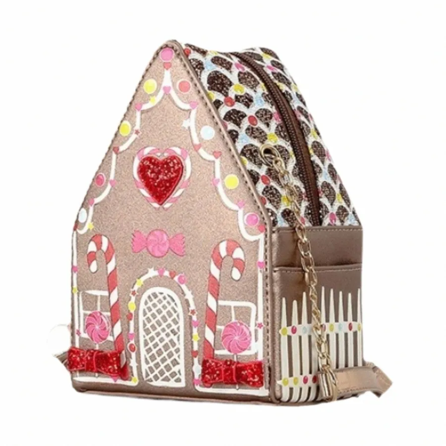 Festive Gingerbread House Crossbody Bag - Stylish Xmas Tree Bag ...