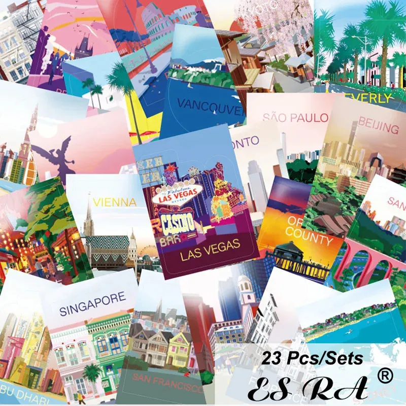 DHgate.com:Aesthetic City Stickers Pack: 23 Pcs Travel Luggage Decals ...