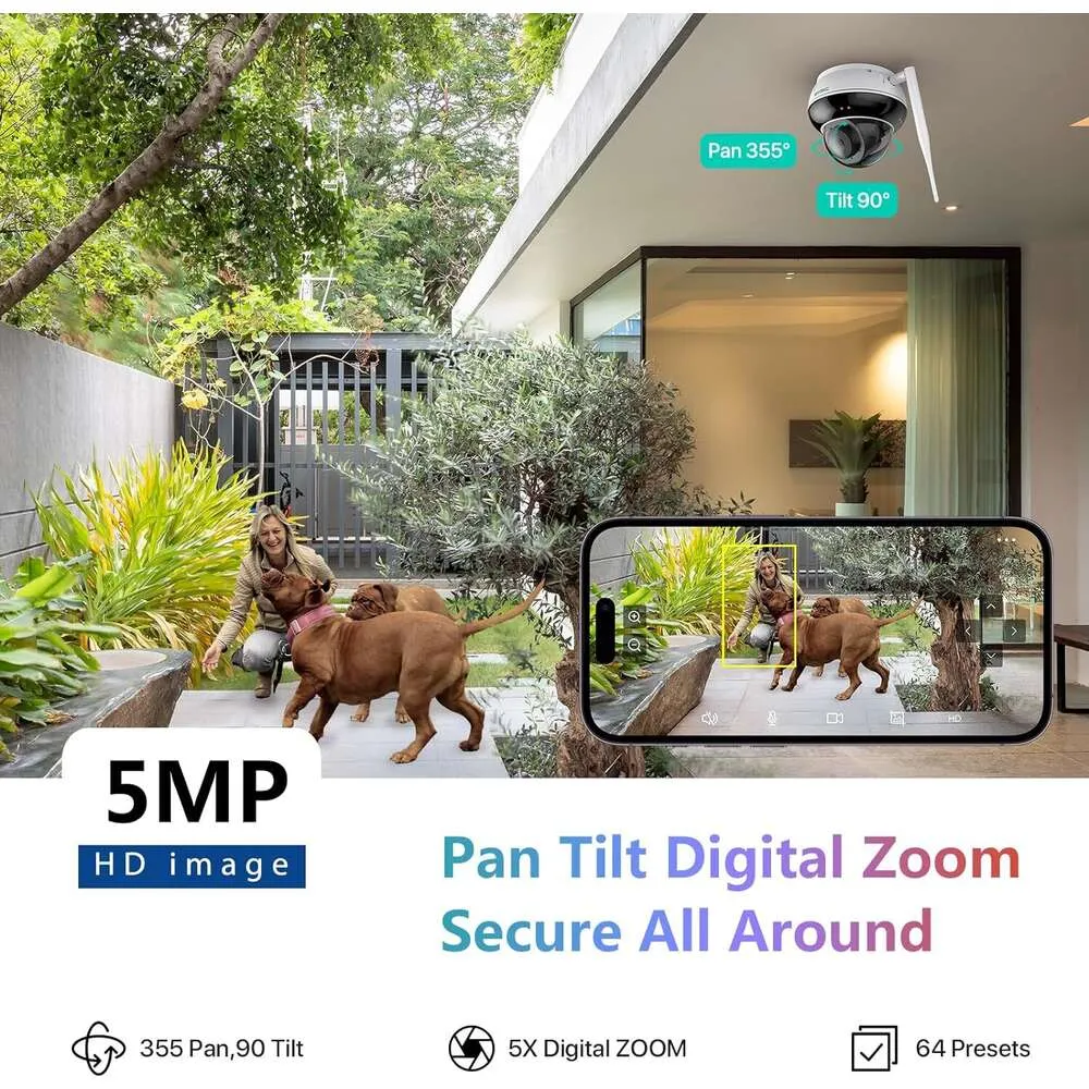 DHgate.com:5MP Outdoor WiFi PTZ Dome Security Camera with Auto-Tracking ...