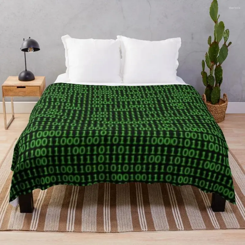 Binary Code Throw Blanket - Soft & Warm Fleece Blanket, Unique Tech ...